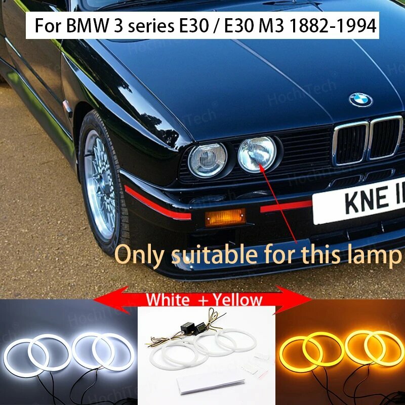 Хлопковая фара Halo Angel Demon Eyes Kit Angel Eyes Light для BMW 3 серии E30 E30 White and Yellow