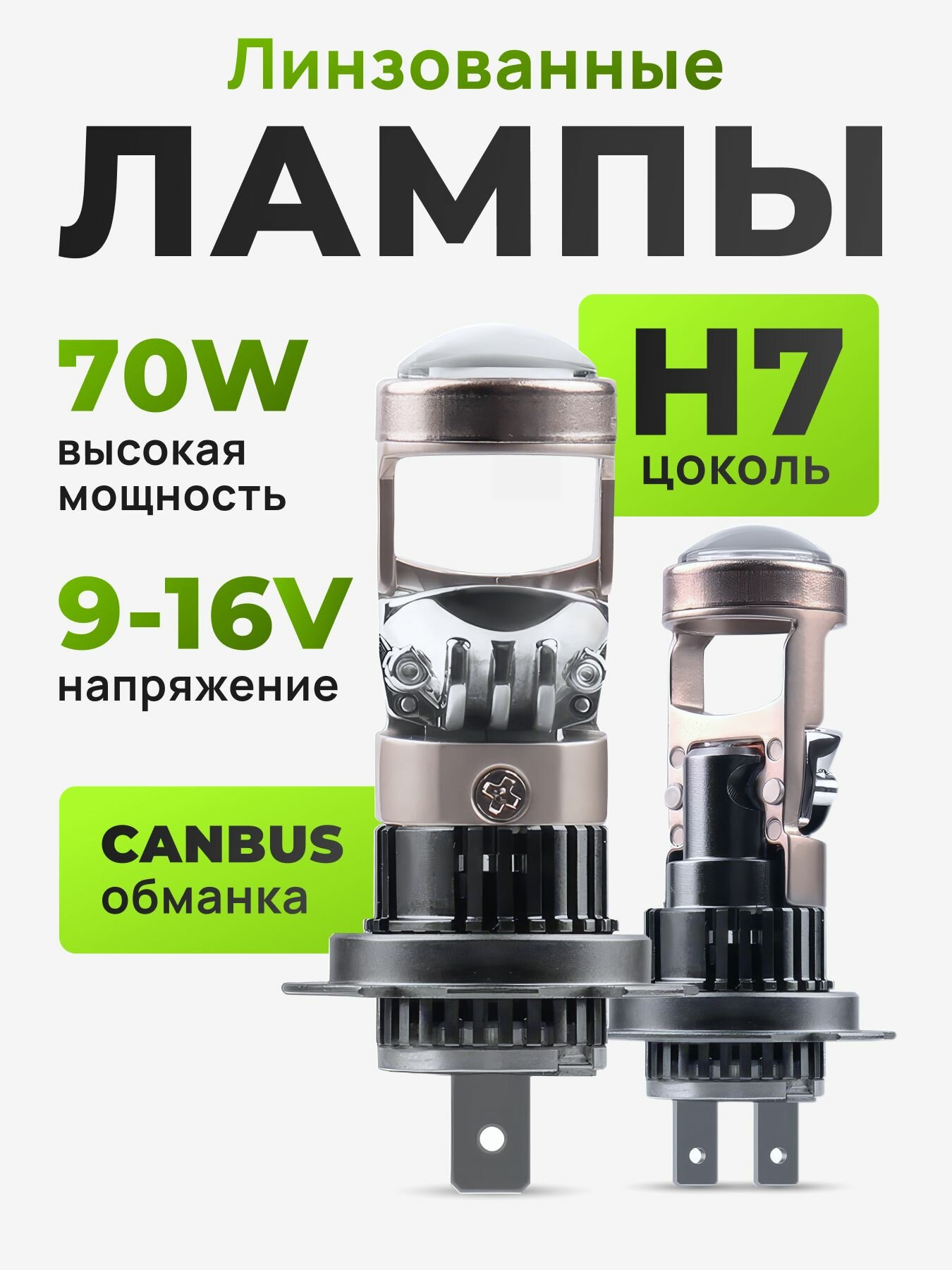 Светодиодные лампы LED автомобильные H7 лед мини линзы 037-LED
