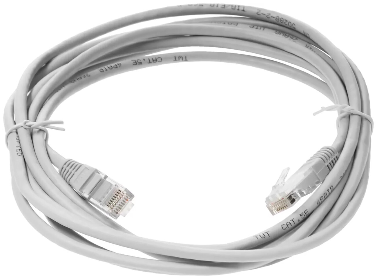 Патч-корд Lanmaster (TWT-45-45-3.0-GY) UTP, вилка RJ-45, вилка RJ-45, кат.5E, 3м, серый, ПВХ (уп:1шт)