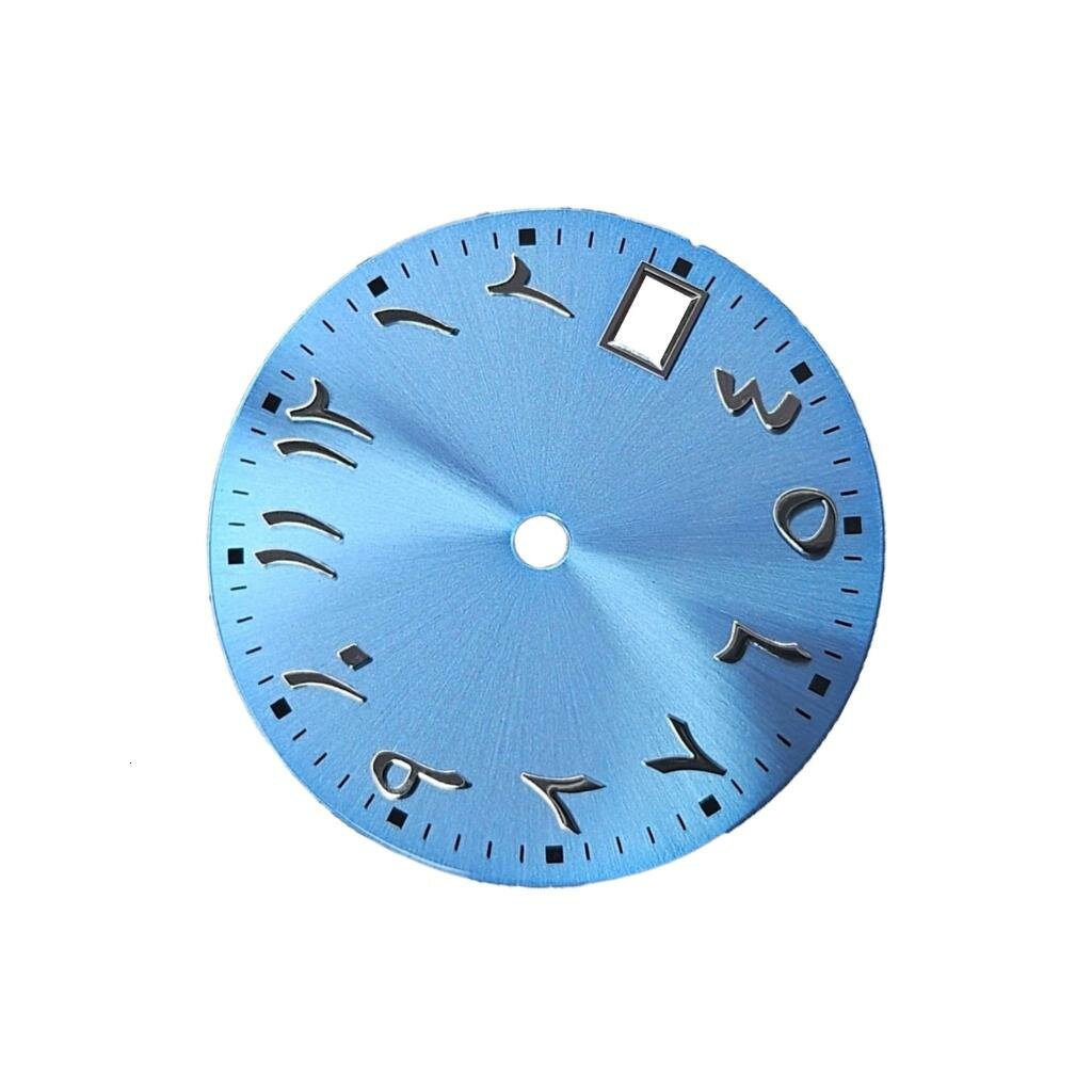 Часовой циферблат 28,5 мм с арабскими цифрами, Светло-голубой
