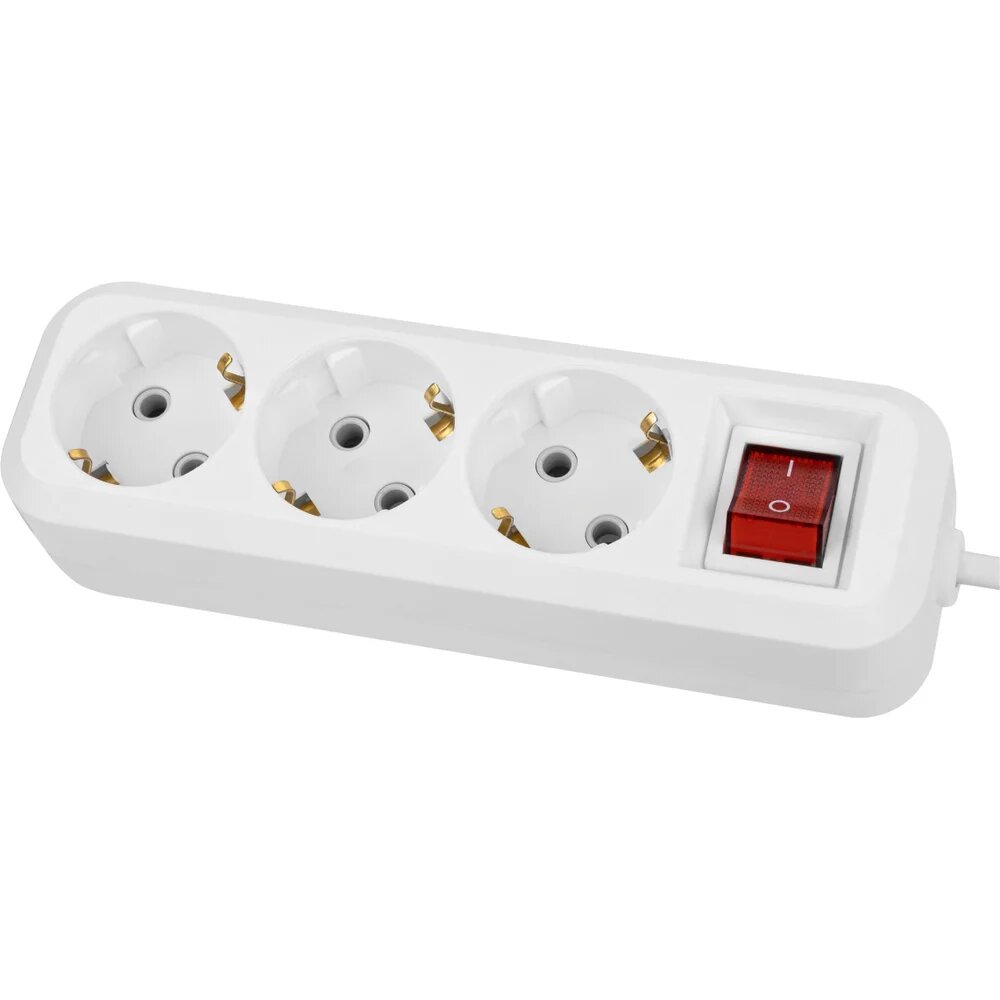 Удлинитель сетевой TDM ELECTRIC с выключателем, 3 розетки, 10 метров, с заземлением, 16 А, 3680 Вт, белый, SQ1303-1424