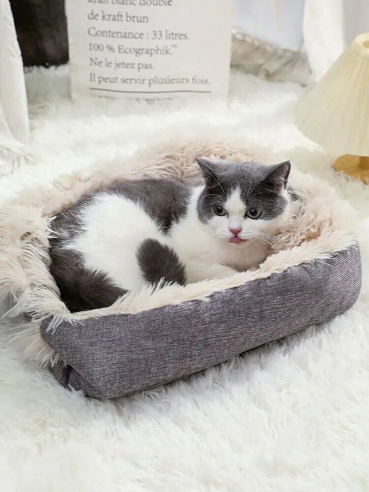 Лежак с подогревом для кошек и собак 61x51 см, самонагревающийся антискользящий коврик, теплая подстилка с терморегулятором, мягкая зимняя лежанка для дома и улицы