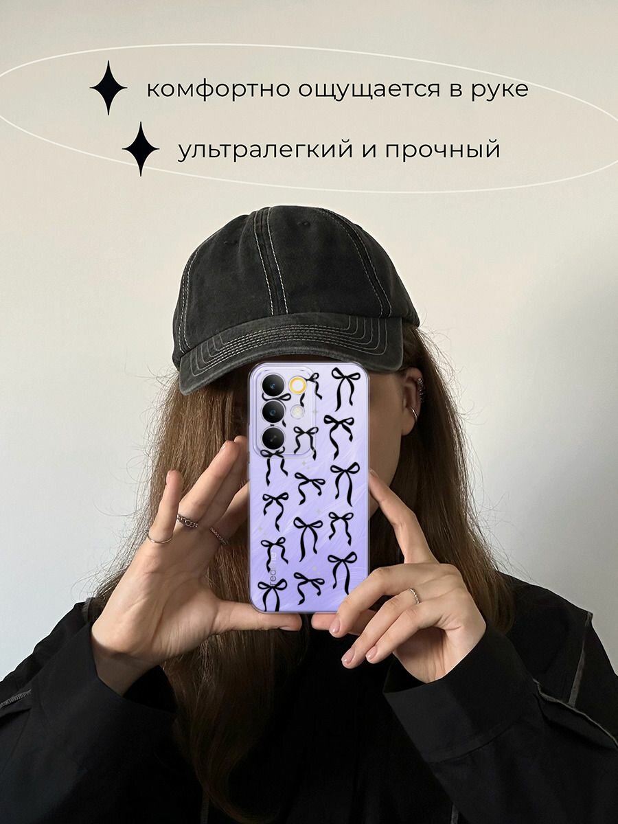 Чехол на Realme C85 Pro / Реалми C85 Про с принтом Black bows, прозрачный — фото 1