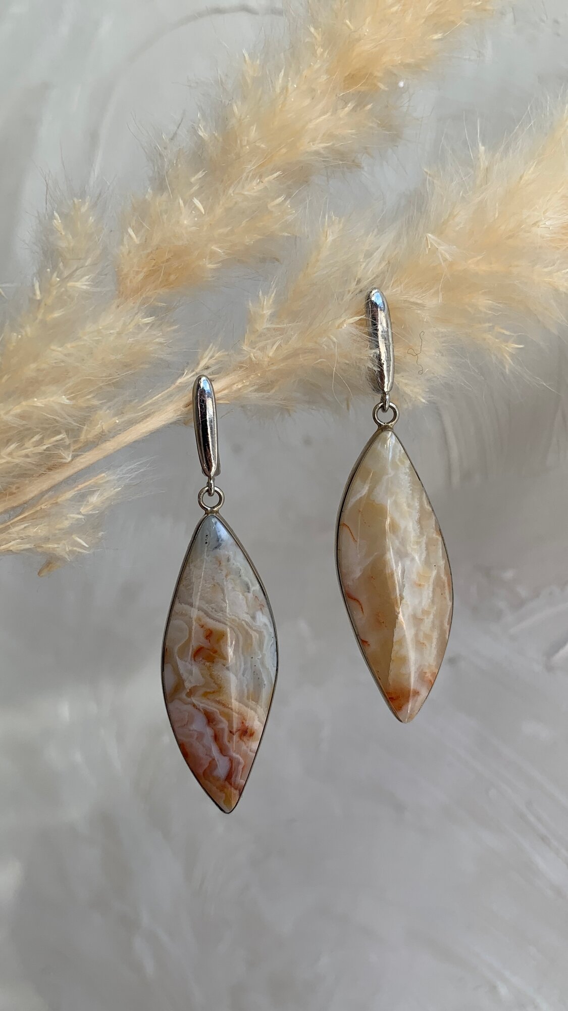 Серьги с подвесками True Stones, агат