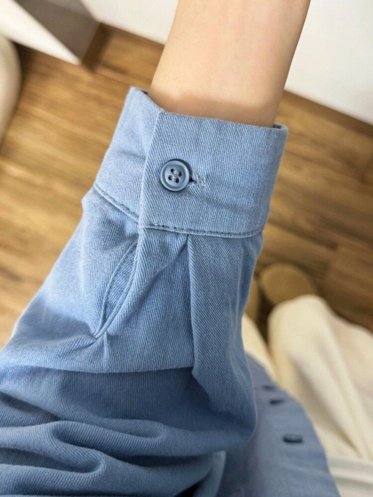 Рубашка из хлопка саржевого цвета абрикосового, однотонная, женская, для осени и зимы, дизайн для многослойного образа, нишевая рубашка, тонкое пальто для весны и осени