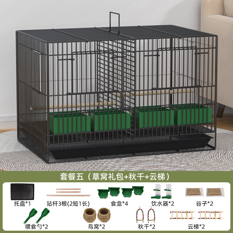 Большая клетка для птиц для домашнего использования, для попугаев, волнистых попугаев, корелл, неразлучников, с перегородкой, двойной ящик для разведения, птичье гнездо