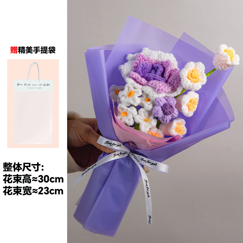 Вязаный букет из роз и ландышей, нить "Не забудь меня", ручная работа, готовый продукт, подарок для девушки, популярный цветок