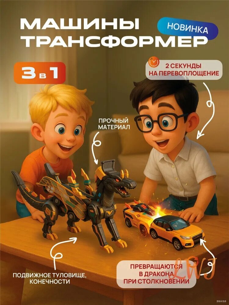 Трансформер дракон машина с магнитами