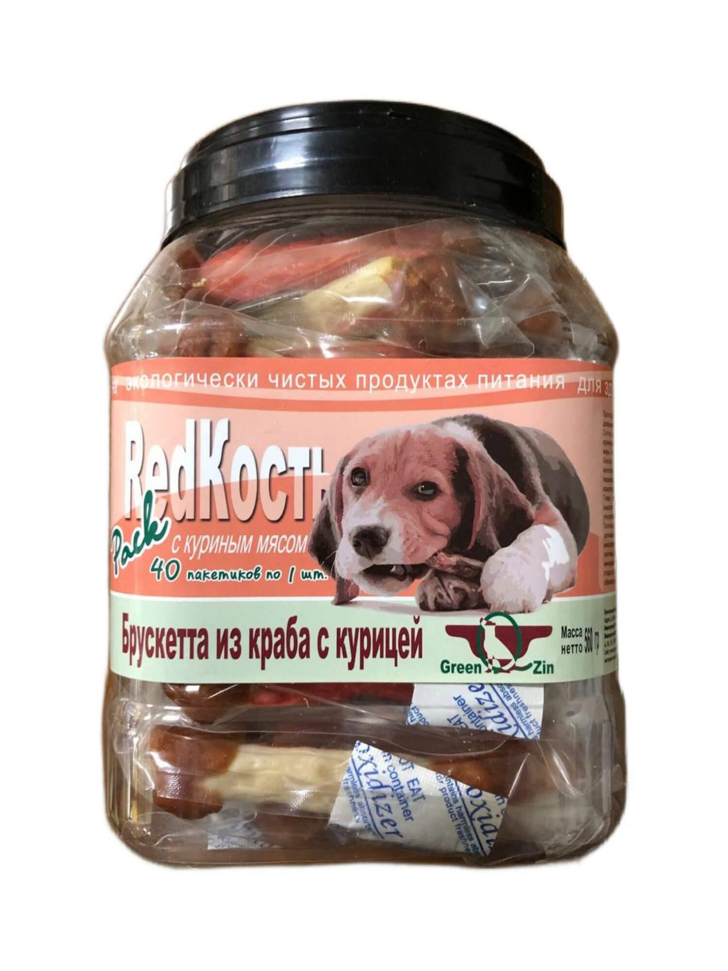 Лакомство для собак Green QZin redкость Курица (куриные гантельки с крабовым мясом в индивид. упак.) 560г