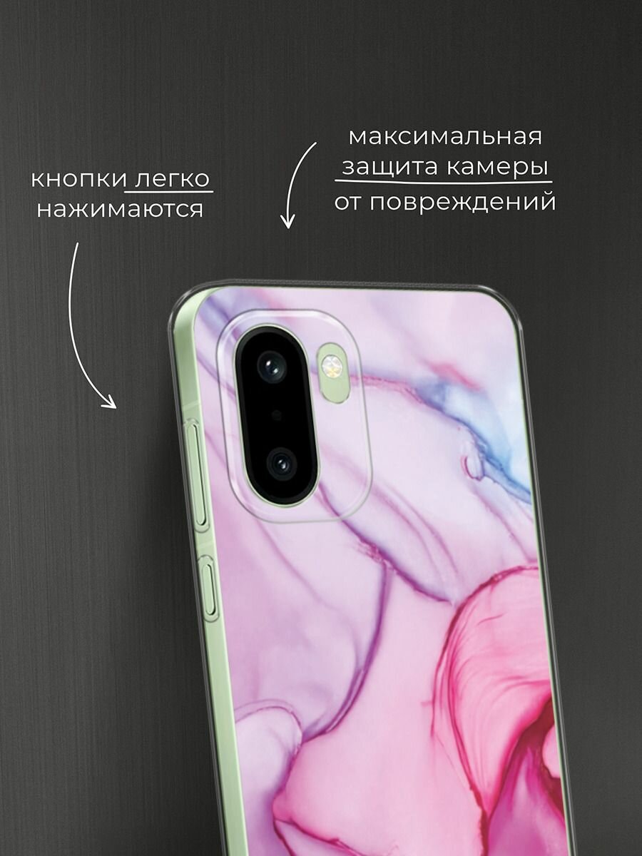Чехол на OnePlus 15R/Ace 6/Ace 6T / ВанПлас 15Р/Эйс 6/Эйс 6Т с принтом Розовые мраморные разводы — фото 1