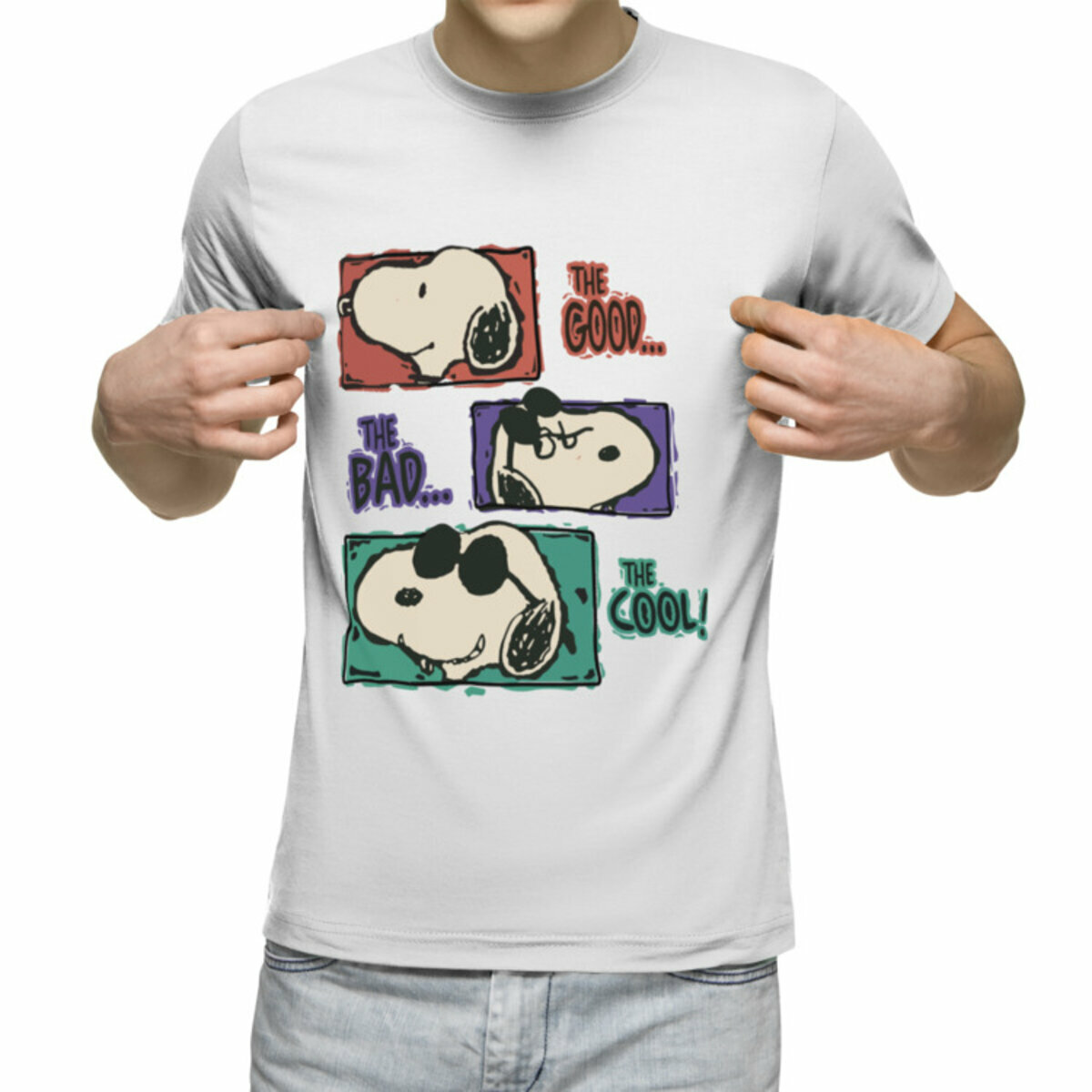 Мужская футболка «Снупи-Snoopy» (белый, L)