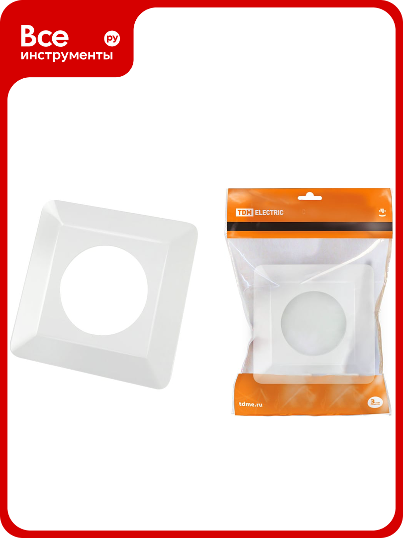 Одноместная защитная рамка для выключателей или розеток для защиты обоев TDM ELECTRIC 130x130 мм, белая SQ1822-0002