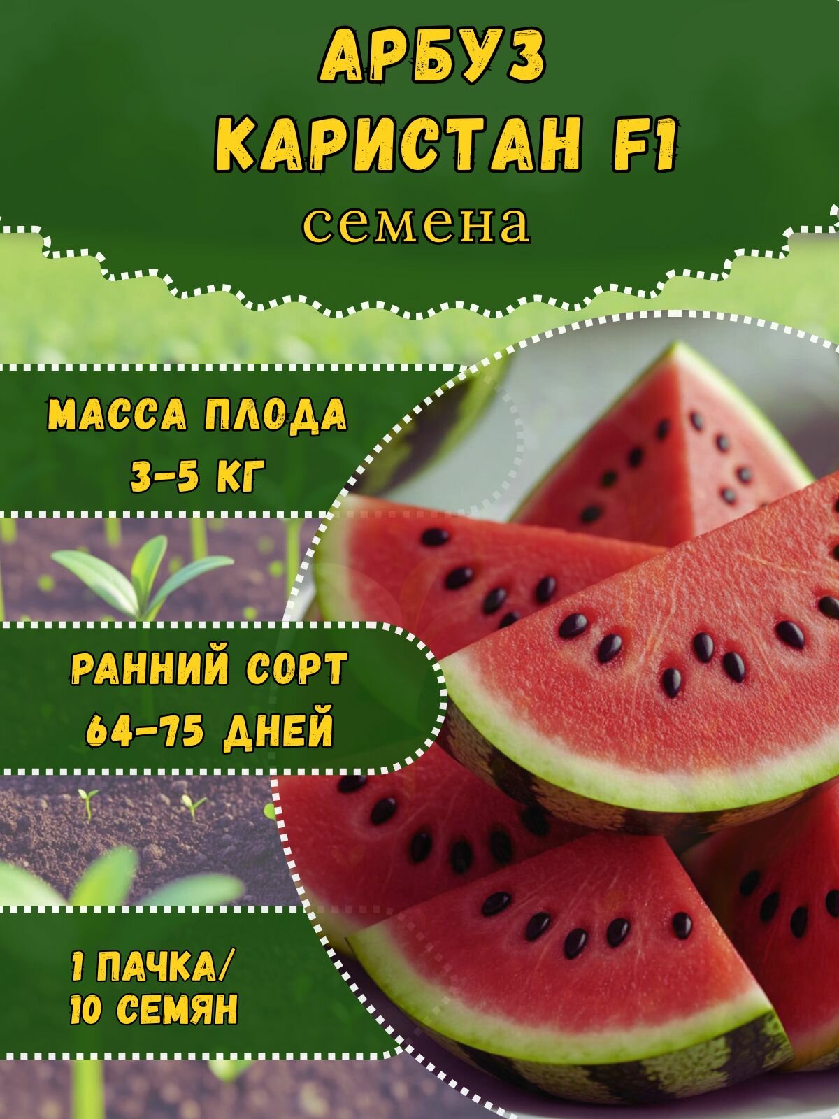 Семена Арбуза "Каристан F1", 10 семян