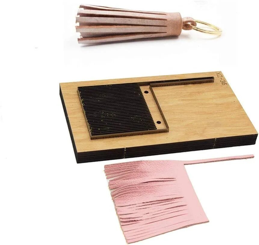 Высечной штамп (штанцформа) для вырубки кожи, пробойник для кожи, хлястик для пуллера, размер 128х70 мм