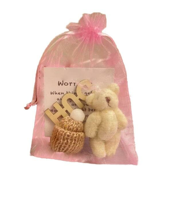 FROVOL Миниатюрный плюшевый мишка ручной работы, Мой маленький мишка-оберег, Маленький мишка в коробке, Открытка «Карманный мишка-оберег», Эмоциональная и вдохновляющая поддержка