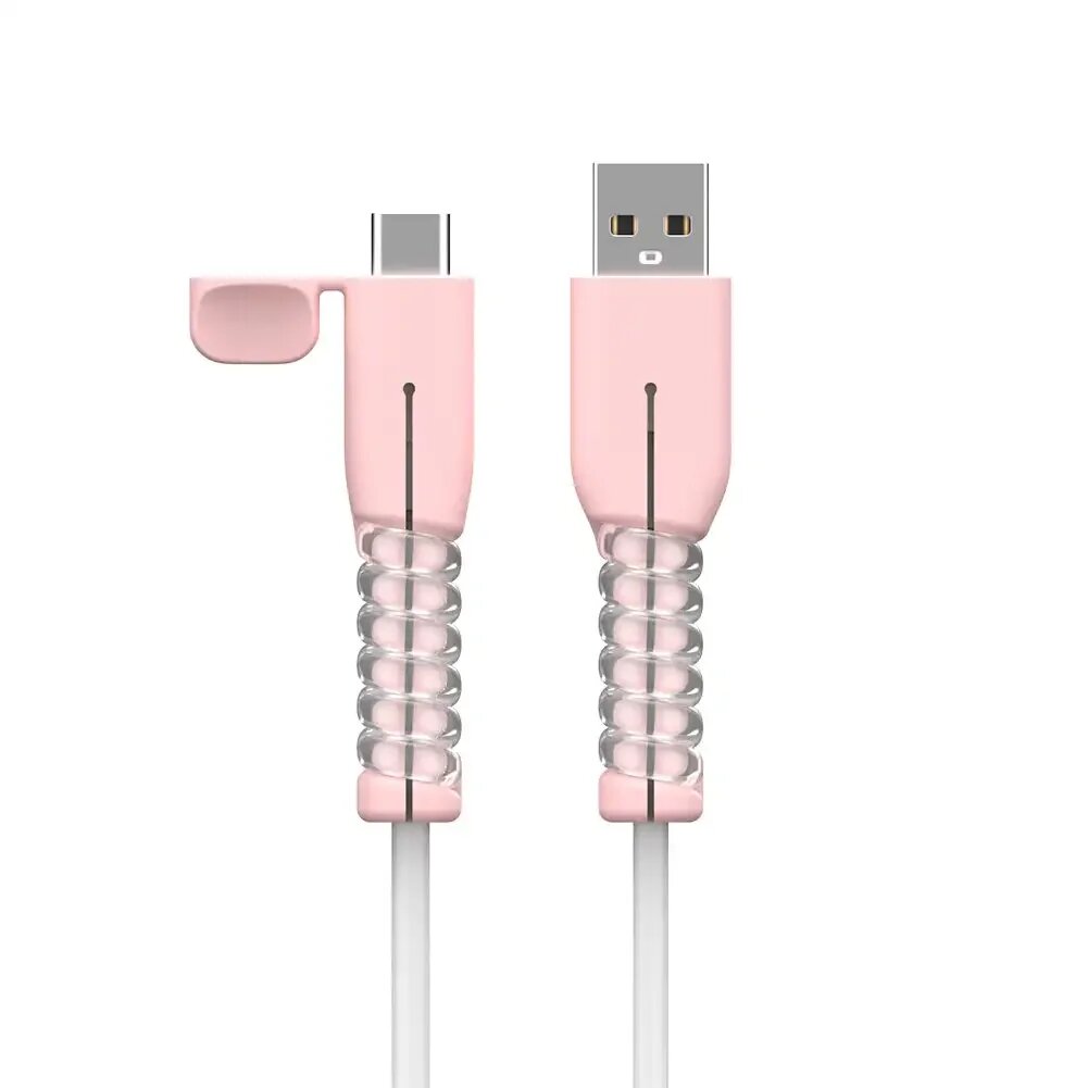 Розовый кабель Type-C к Type-C с защитой