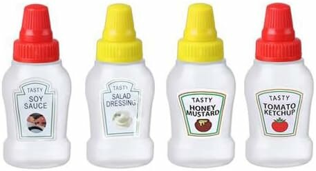 4 Бутылки для обеда детей, Кетчуп с винтовой крышкой, Дозаторы для заправок, Горчица и Мед, Соус, Аксессуары для ланч-бокса/бокса для детского обеда, 25 л