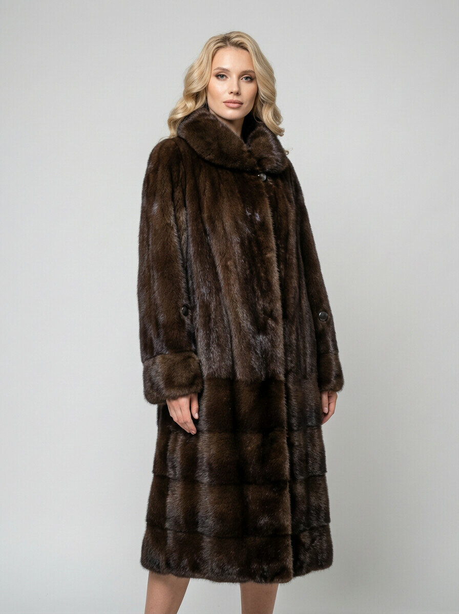 Шуба норковая, размер 52 (XL), коричневая