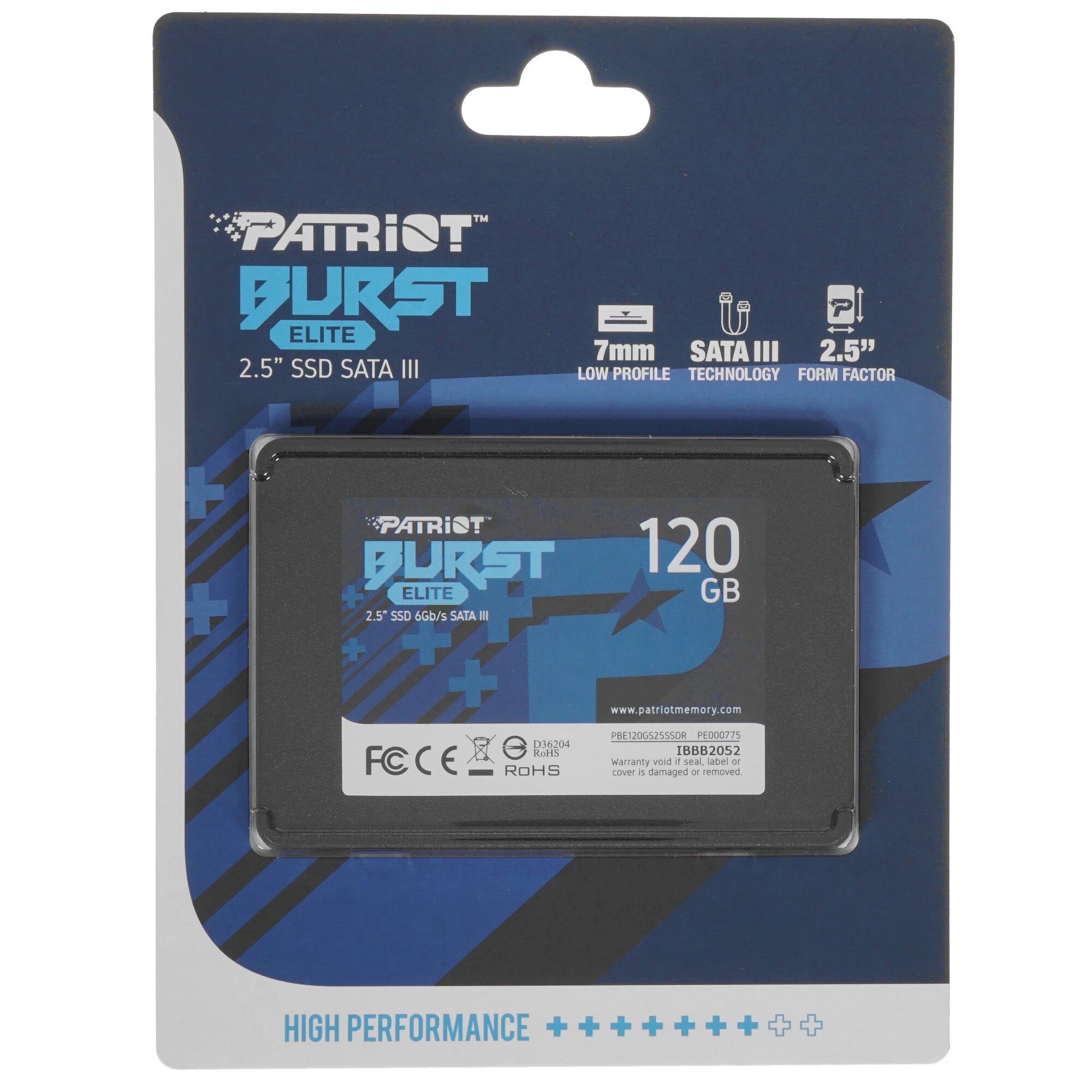 SSD накопитель 120 ГБ 2.5" SATA накопитель Patriot Burst Elite [PBE120GS25SSDR]
