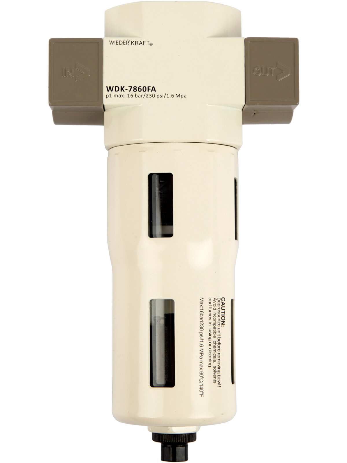 Фильтр-масловлагоотделитель 3/4" 5 мкм, 16 Бар. с автоматическим сбросом конденсата WDK-7860FA