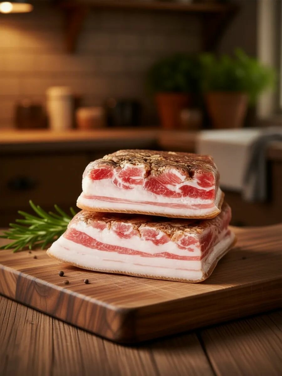 Грудинка соленая свиная с "Чесноком и перцем" 500 гр