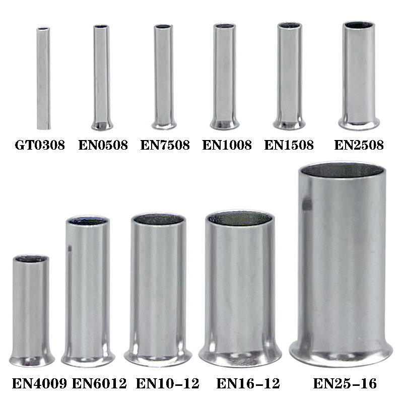 100 шт. Неизолированные концевые зажимы из чистой меди EN10-12 Трубчатый обжимной зажим Соединитель проводов