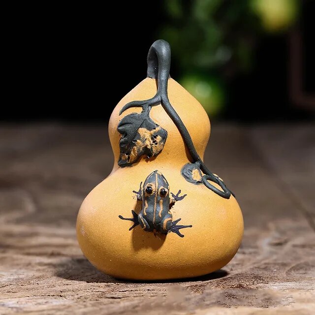 Один экземпляр изделия из фиолетовой глины (зиша), оригинальная скульптура лягушки-тыквы, изготовленная из руды, для чайной церемонии, креативные принадлежности для украшения дома.