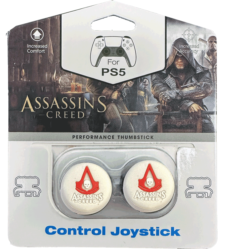 Силиконовые накладки + насадки на стики геймпада Sony PlayStation PS4/PS5 [Assassins Creed Синдикат][White]