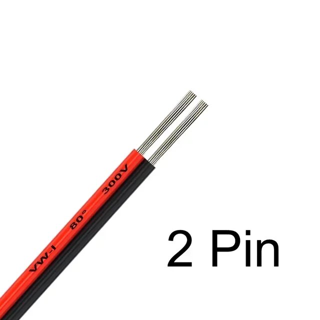 Кабель удлинитель для светодиодной ленты 12В, 5м, 2 Pin Red Black, 22 AWG