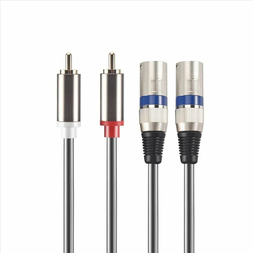 Кабель 1,5 м с двумя разъемами RCA (папа) на XLR (папа), адаптер 2 штекера XLR на 2 штекера RCA