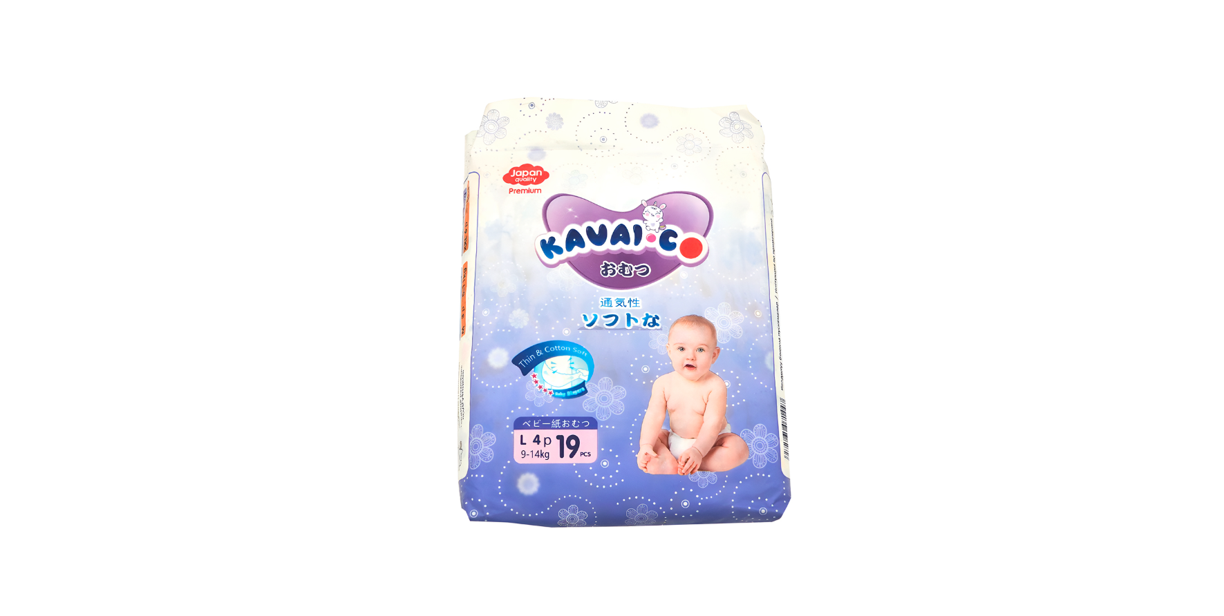 Подгузники Kavai-Co Baby Disposable Diapers L 9-14kg (19 Pcs)