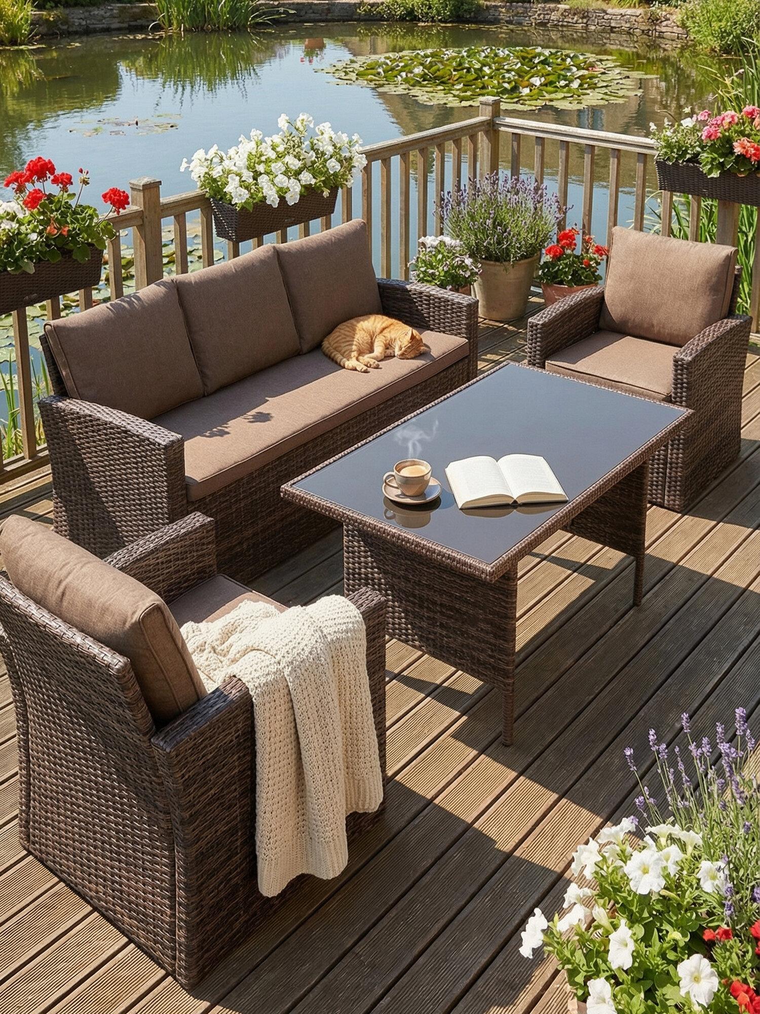 Комплект для обеда и отдыха из искусственного ротанга Палермо-5 (Palermo-5), шоколад