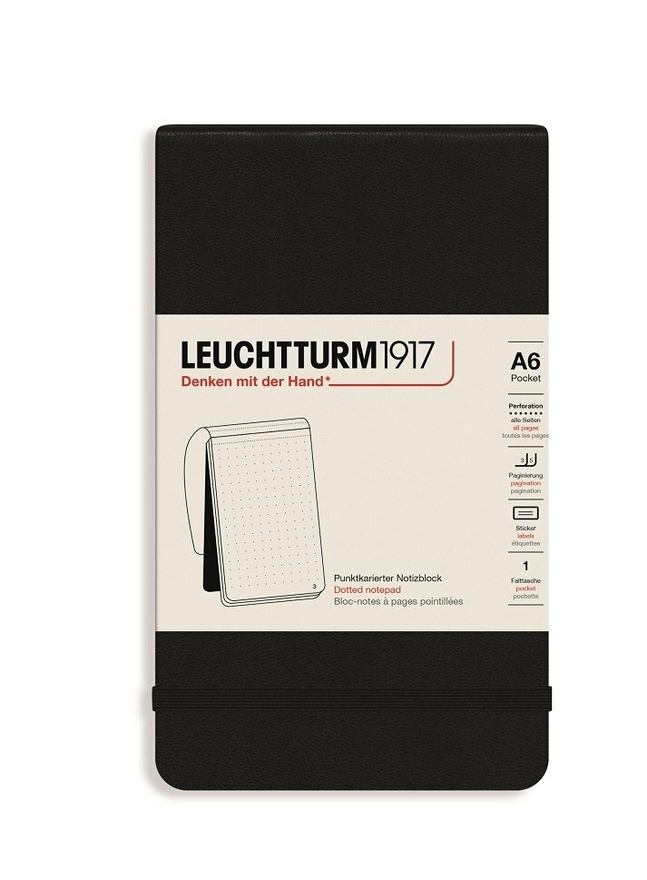 Записная книжка A6, 92 листа в точку "Portrait Pocket", твердая обложка, черный, Leuchtturm1917
