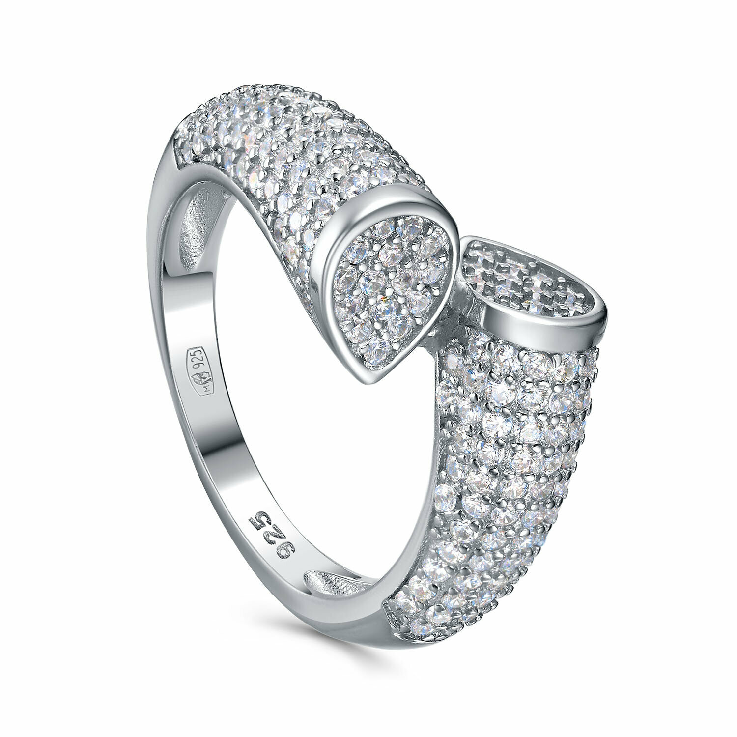 Кольцо тонкое, серебро, 925 проба, фианит