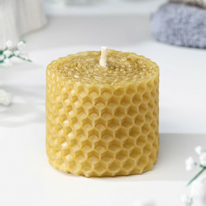 Антимоскитная свеча из вощины медовая, 4 см, с маслом Гвоздика, репеллентная