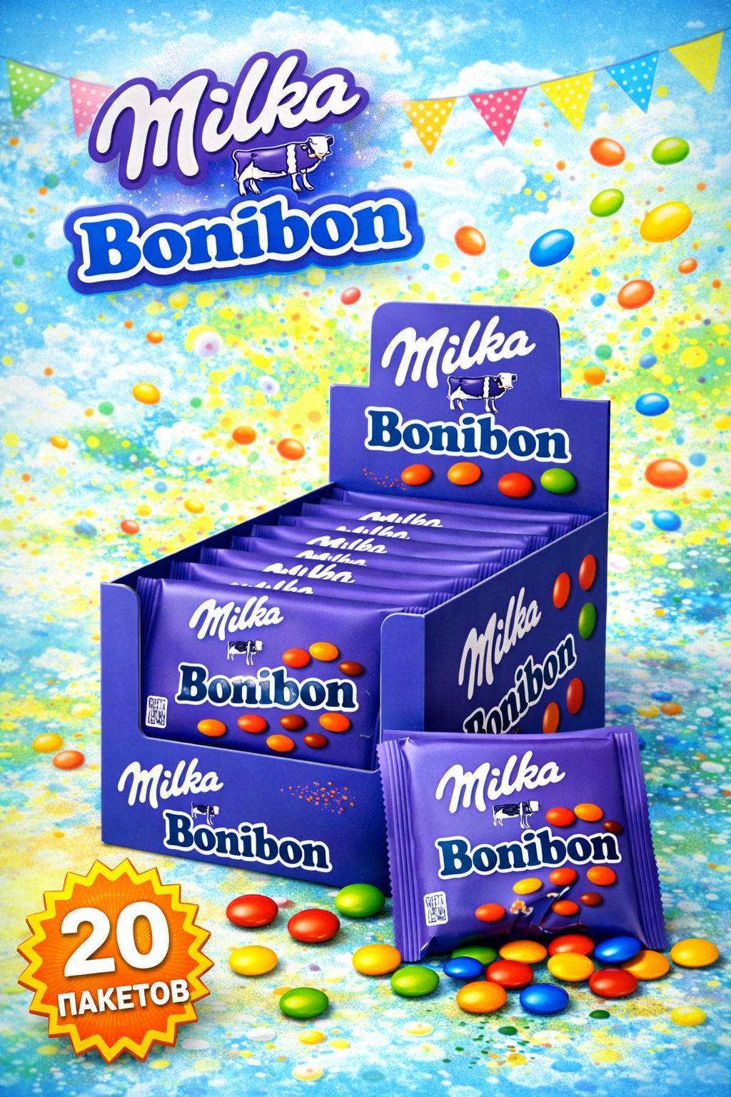 Драже шоколадное Milka Bonibon (Милка Бонибон), 20 шт х 36 гр