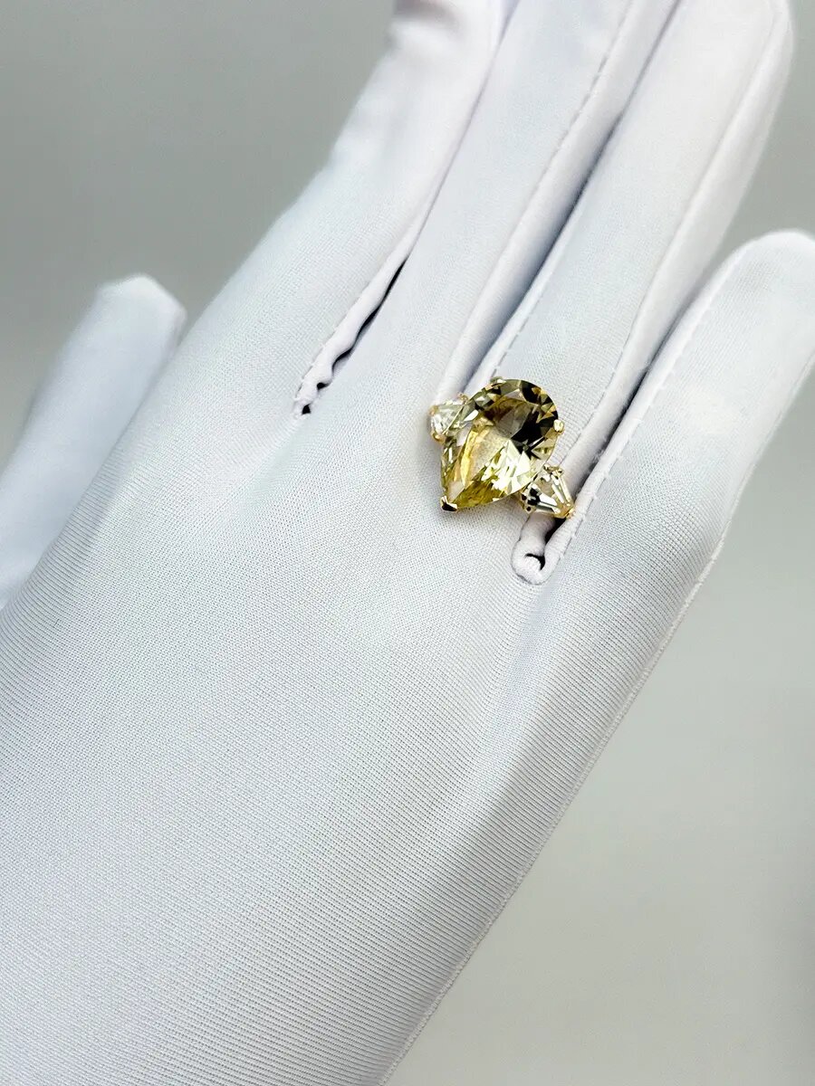 Кольцо, желтое золото, 375 проба, цитрин