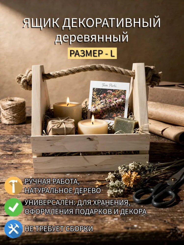 Ящик декоративный для подарков и хранения деревянный, коробка для подарков, коробка для хранения, корзина из дерева