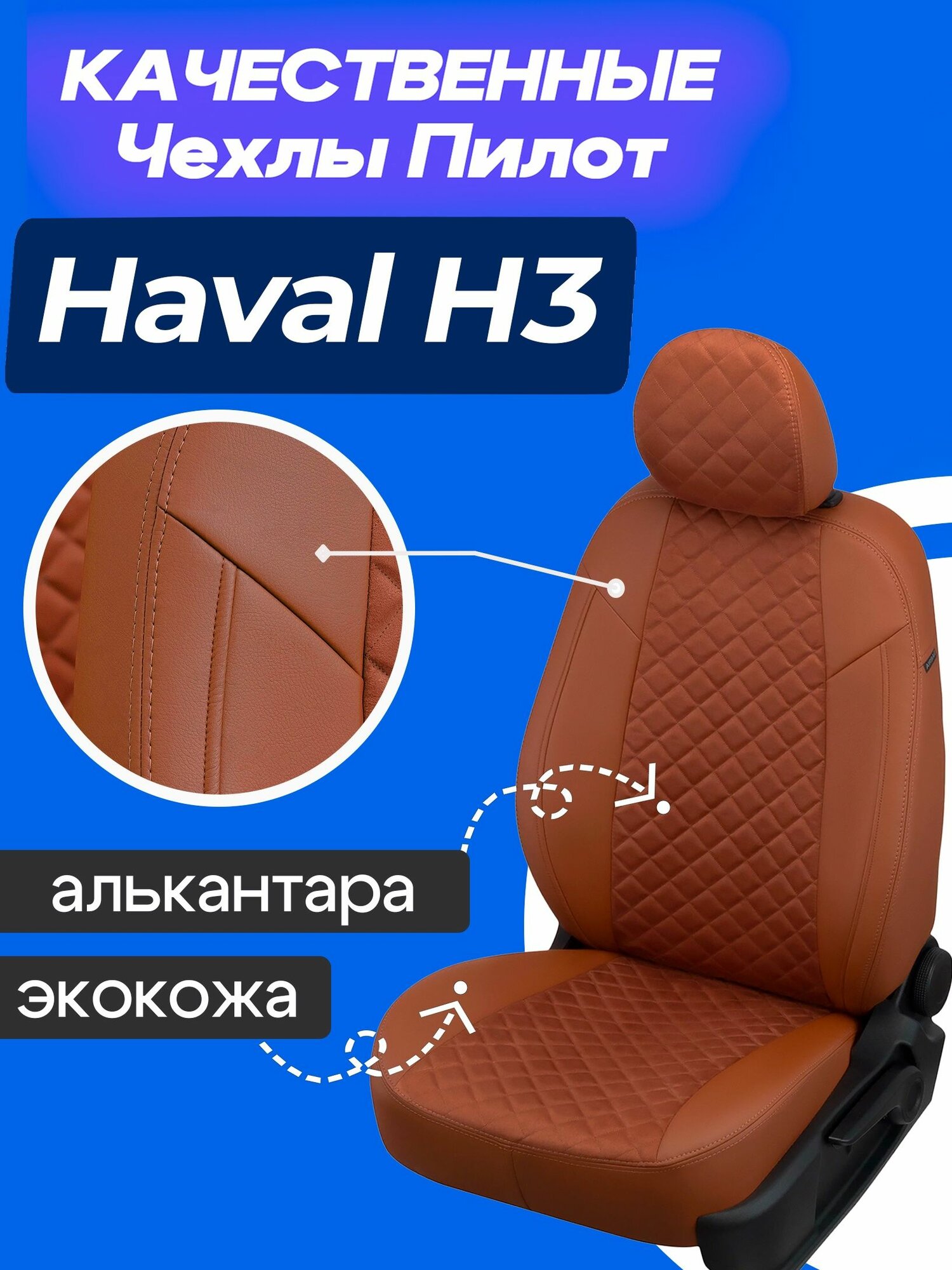 Чехлы на Хавал н3, Чехлы экокожа и алькантара на Haval h3 на сиденья 2024 2025 2026 2027 года - по настоящее время