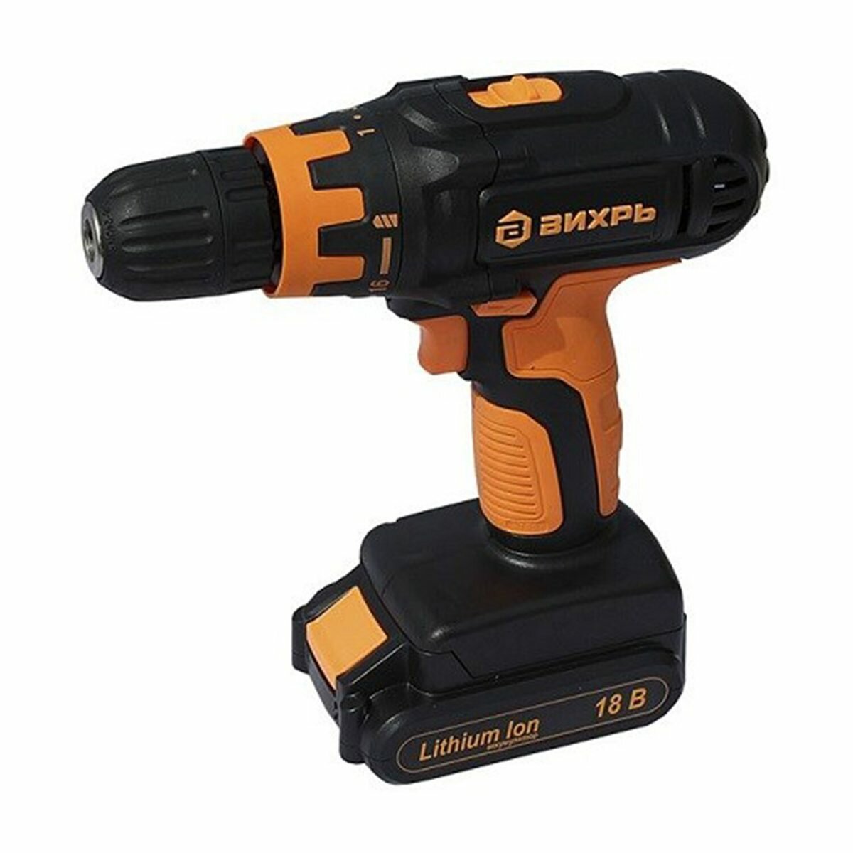 Дрель-шуруповерт безударная аккумуляторная, с двумя аккумуляторами 2 Ач, 18 В, вихрь ДА-18Л-2К, (72/14/9)