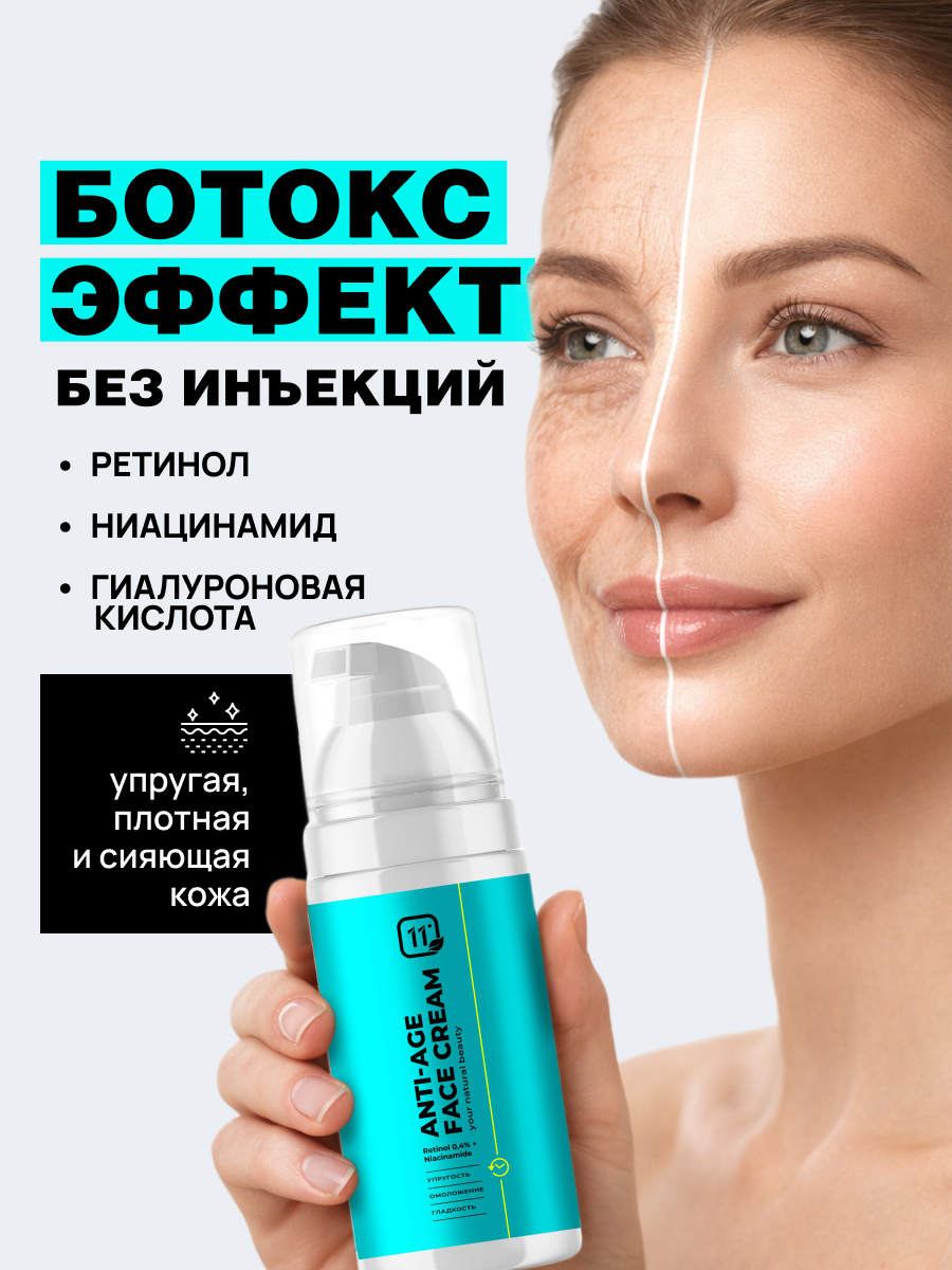 Антивозрастной крем для лица с ретинолом 0,4% и ниацинамидом, против акне и морщин, увлажн