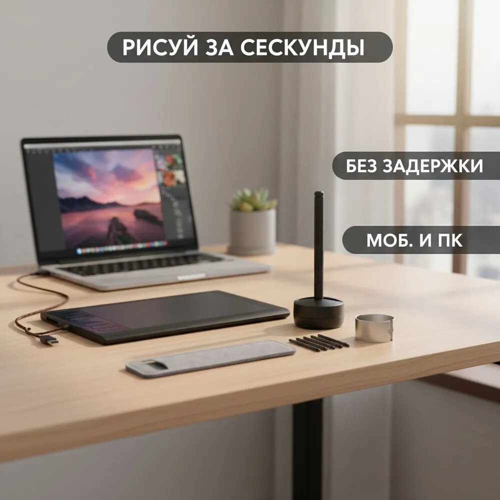 Графический планшет GAOMON M10K PRO A4 для рисования и ввода информации, черный