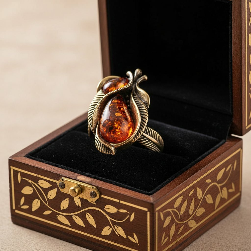 Кольцо, янтарь