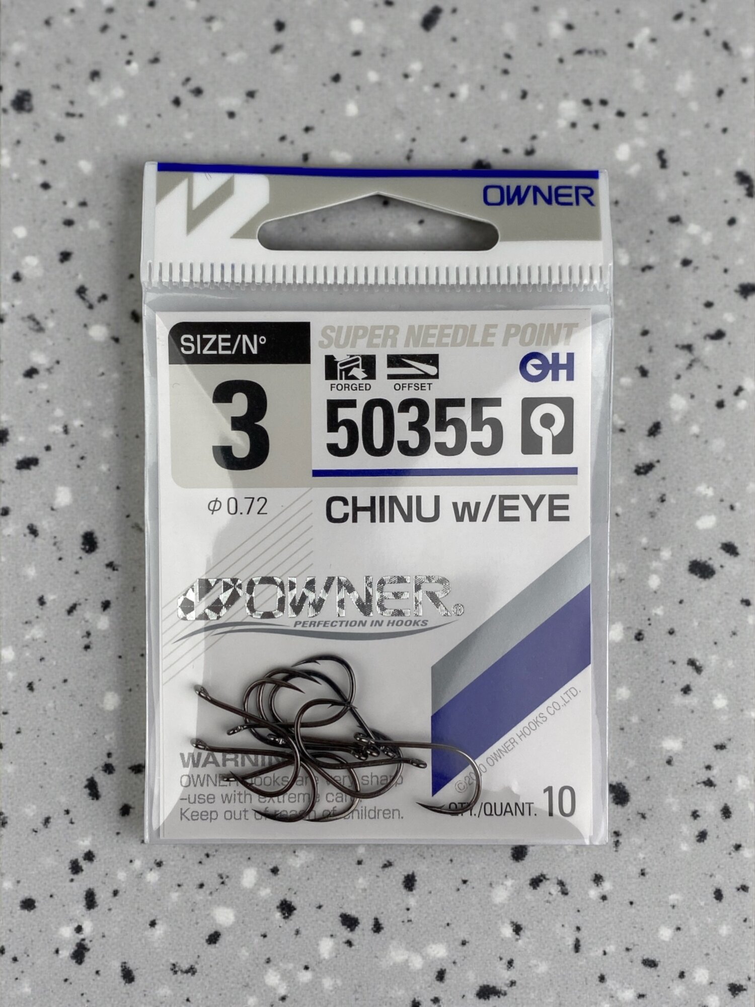 Крючок рыболовный Owner Chinu w/eye 50355 №3 0,72 мм , набор 10 шт.
