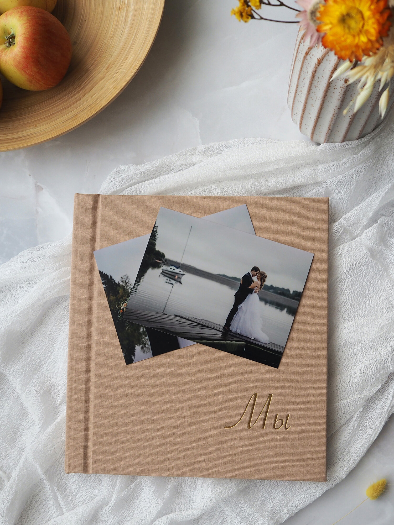 Семейный/свадебный/детский фотоальбом "Мы" для фотографий и записей. Для себя и в подарок, бежевый.