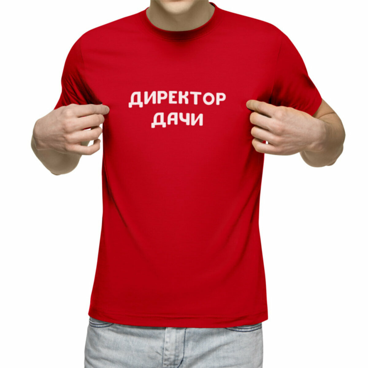 Мужская футболка «Директор дачи» (красный, S)
