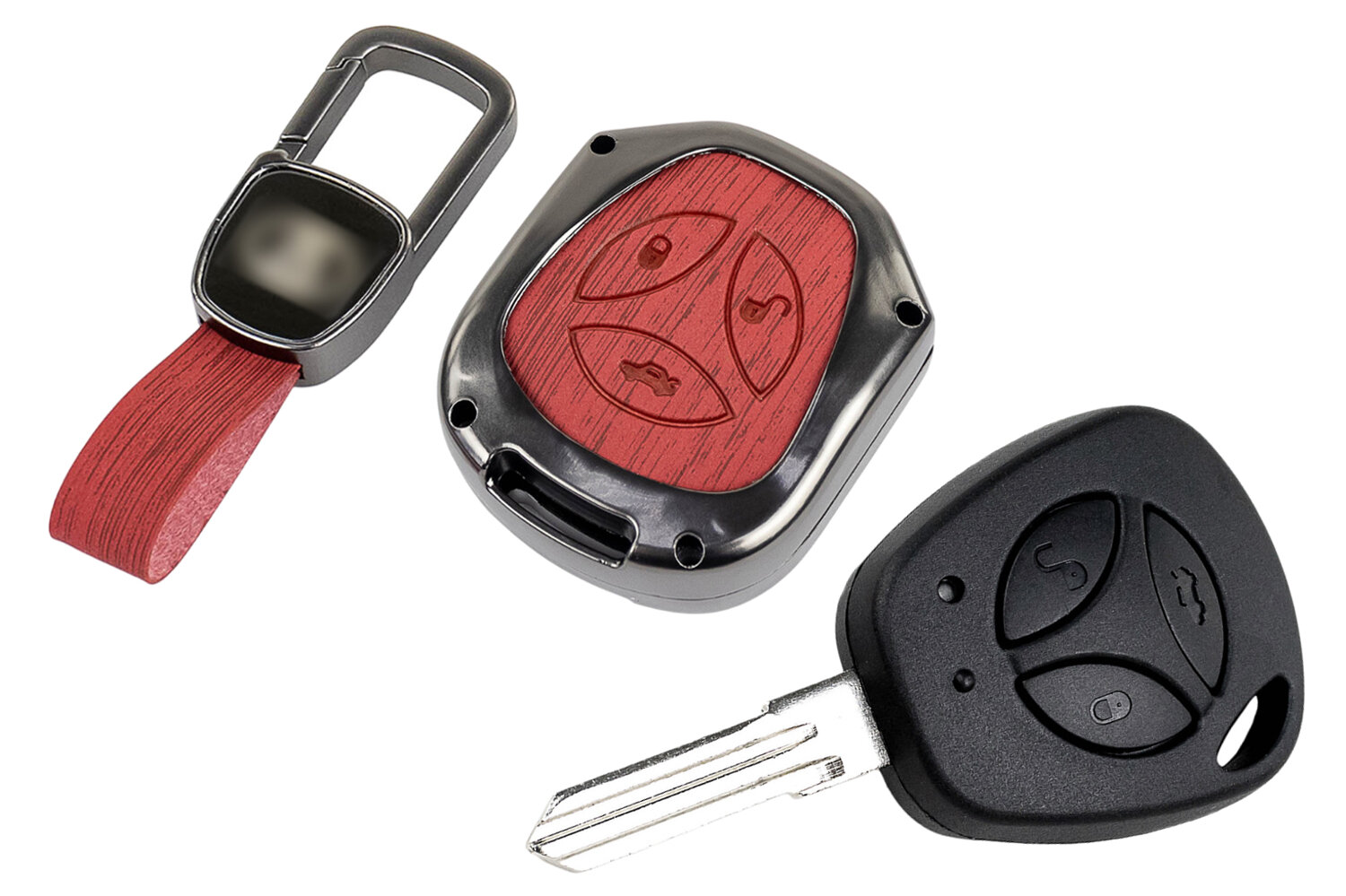 Штатный ключ замка зажигания Норма с алюминиевым чехлом (текстура красного дерева) для Лада Приора, Калина, Калина 2, Гранта, Гранта FL до 2019 г. в. и с 2023 г. в, Датсун