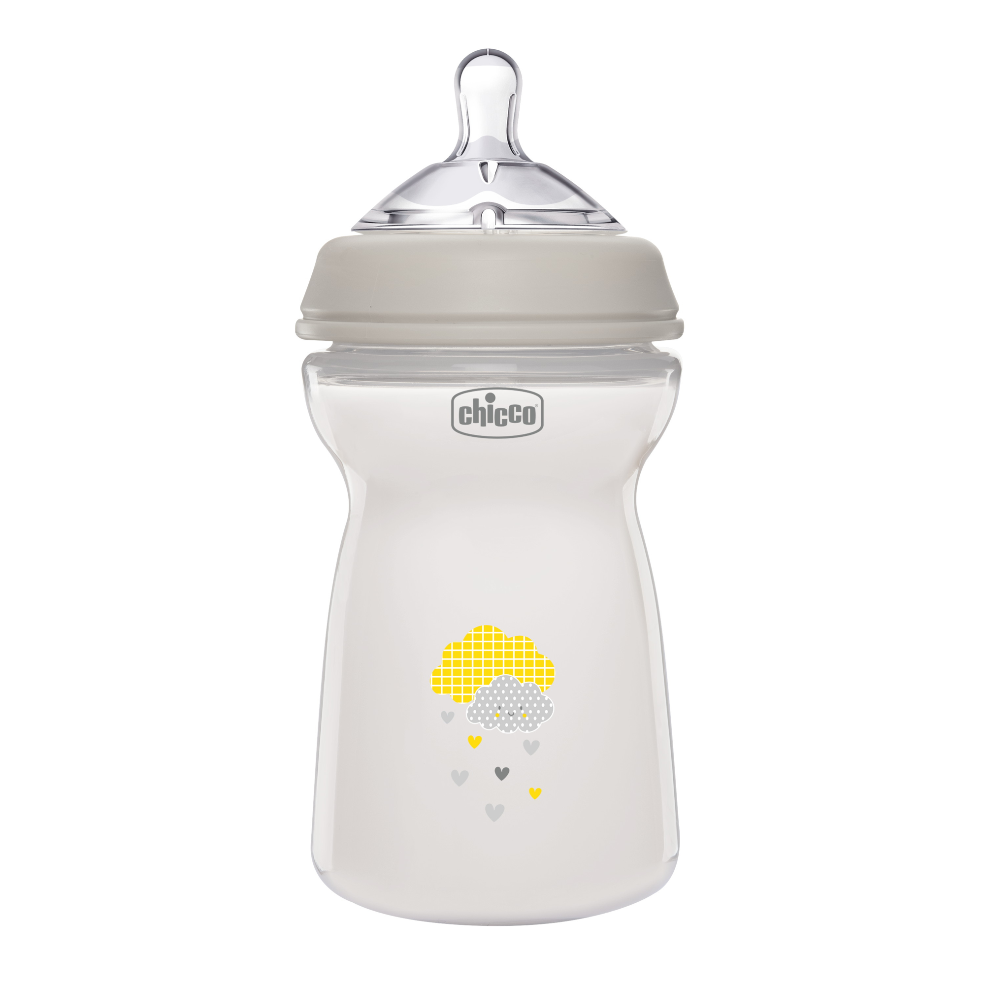 Бутылочка для кормления Chicco Natural Feeling Bottle, объём - 330 мл / Серый (6м+, быстрый поток)