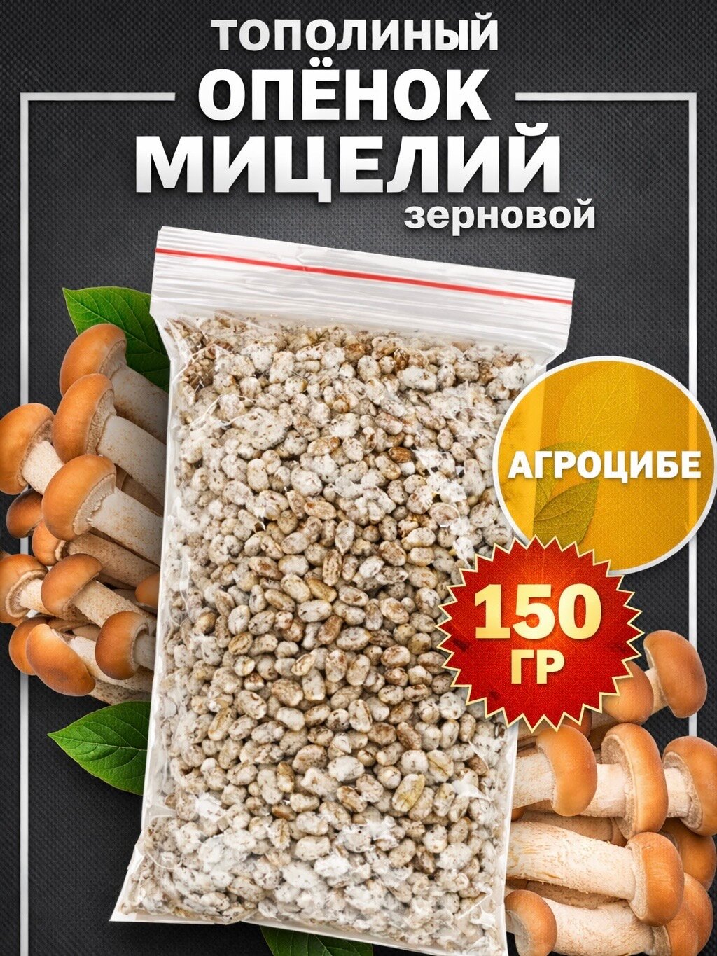 Мицелий опёнка тополиного, семена грибов (агроцибе) зерновой - 150 гр