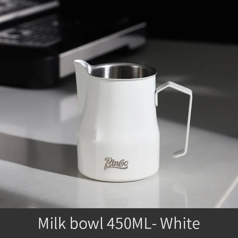 Розовый кувшин для вспенивания молока Bincoo из нержавеющей стали Белый, White 450ml